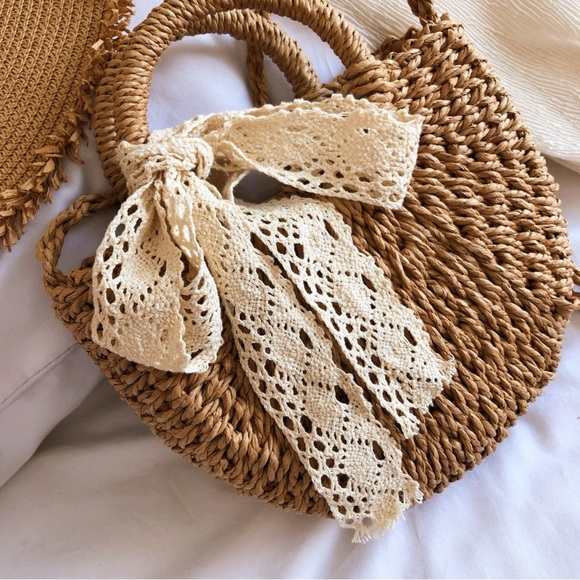 Bags | Drawstring Straw Braided Crossbody Bag | Poshmark